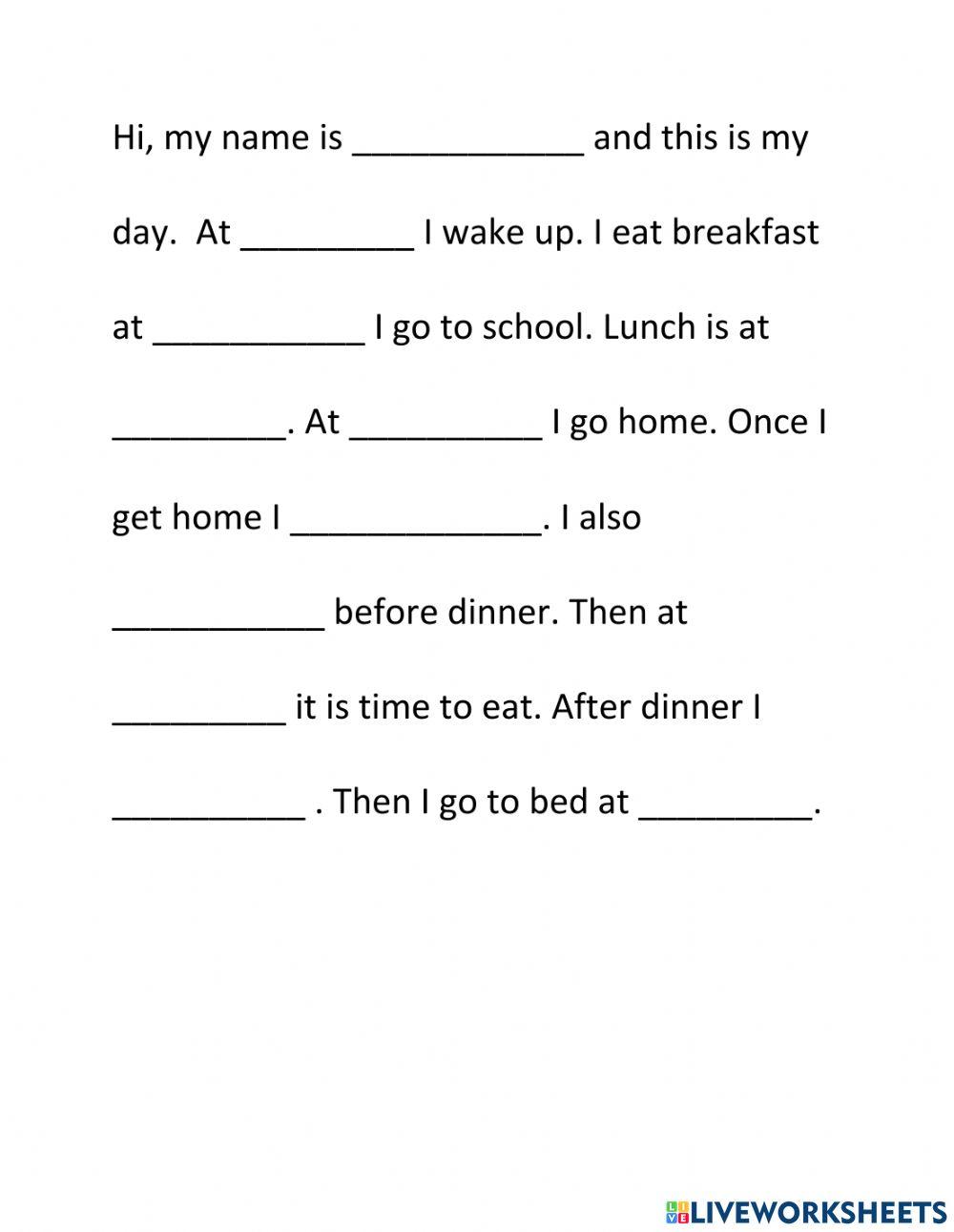 Daily routine online exercise for 3 | Live Worksheets