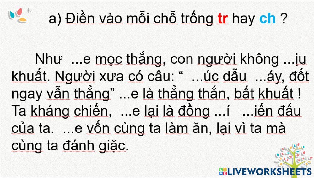 1401187 | Chính tả tr hay ch | Hai Thanh