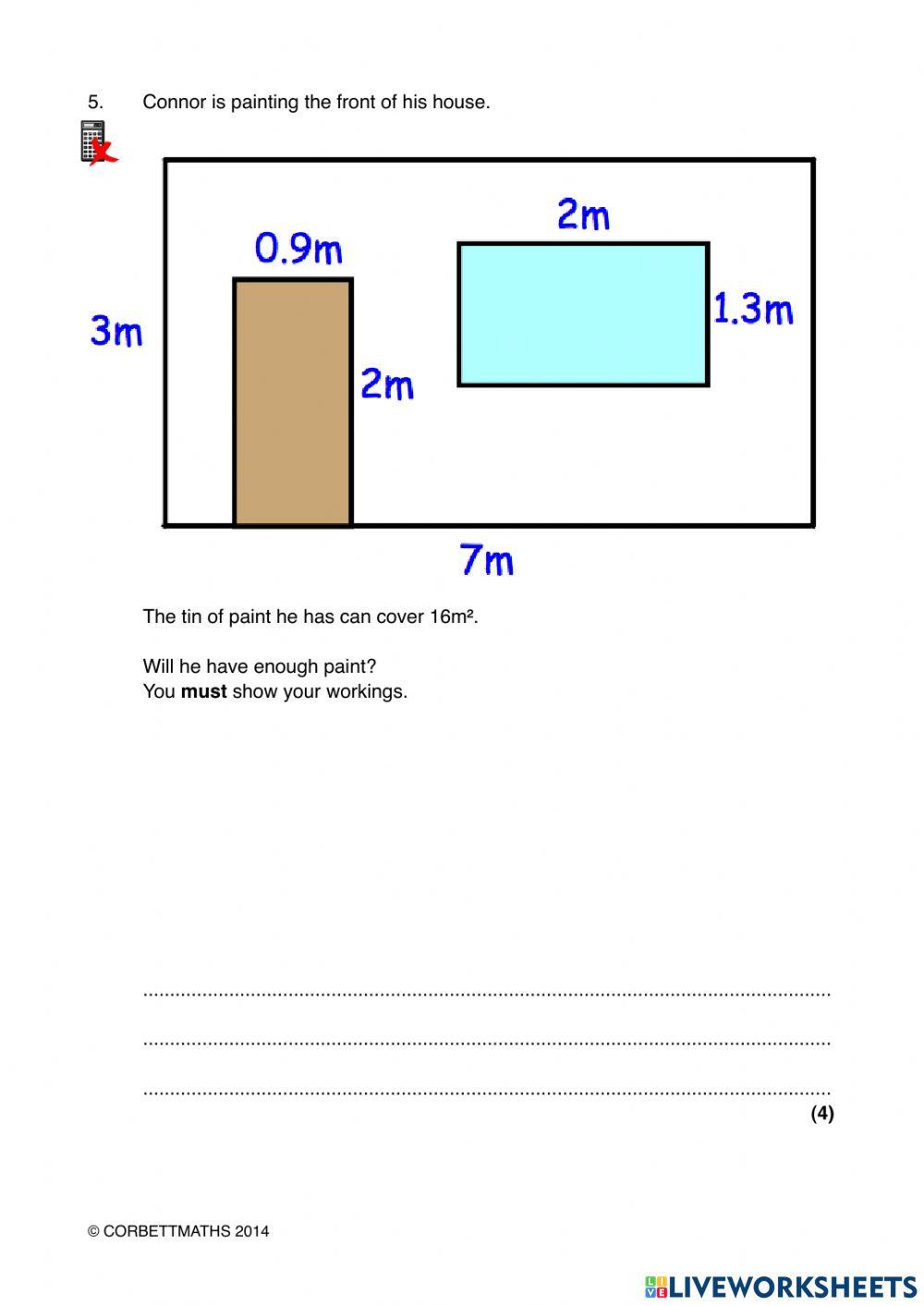 Area of compound shapes online exercise for | Live Worksheets