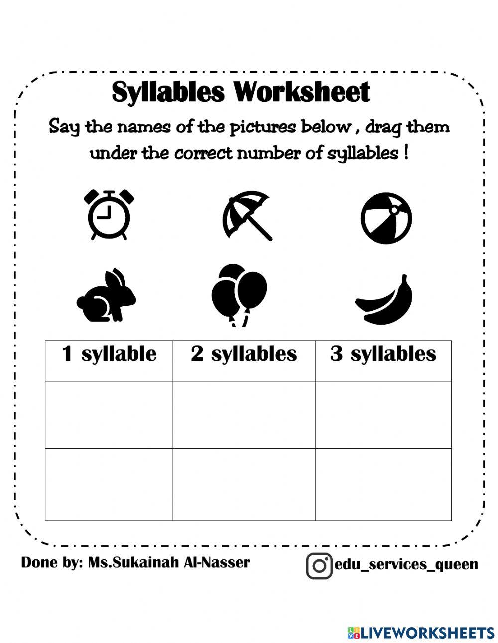Syllables works… | Free Interactive Worksheets | 1401427