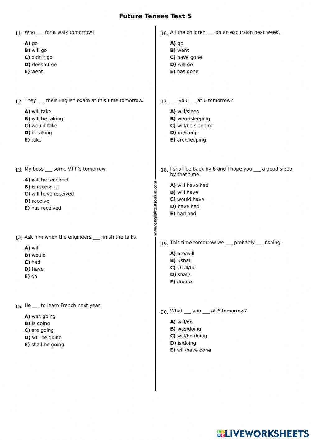 Future Tenses-T… | Free Interactive Worksheets | 1401584