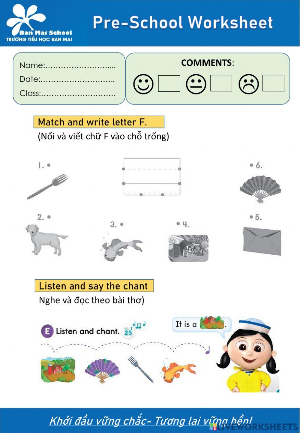Letter F free exercise | Live Worksheets