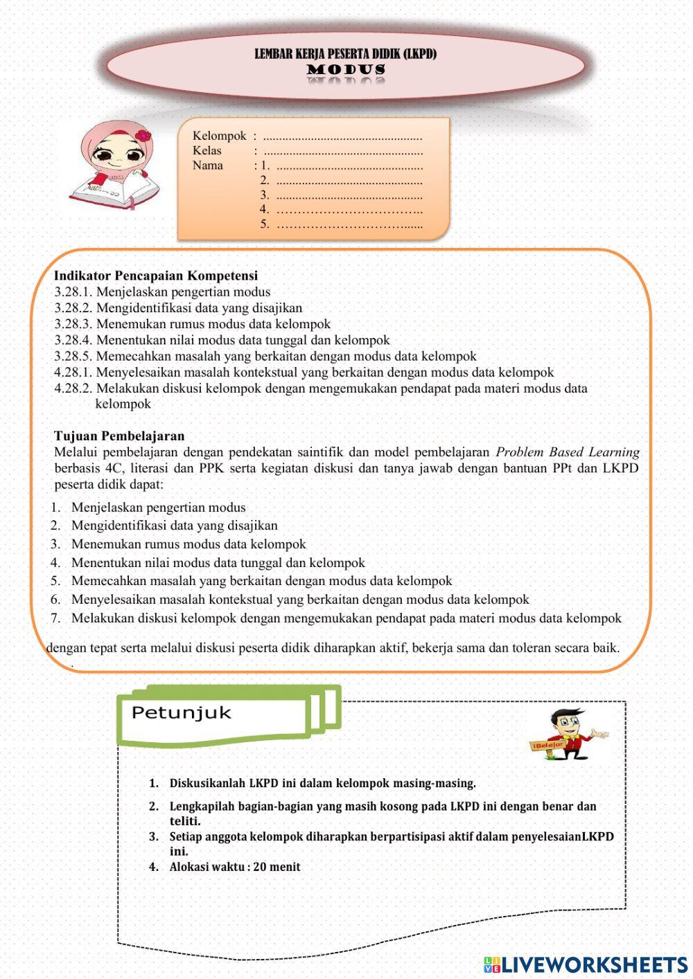 LKPD MODUS online exercise for | Live Worksheets