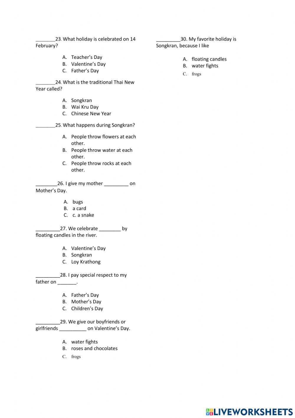 Final Test M6 worksheet | Live Worksheets