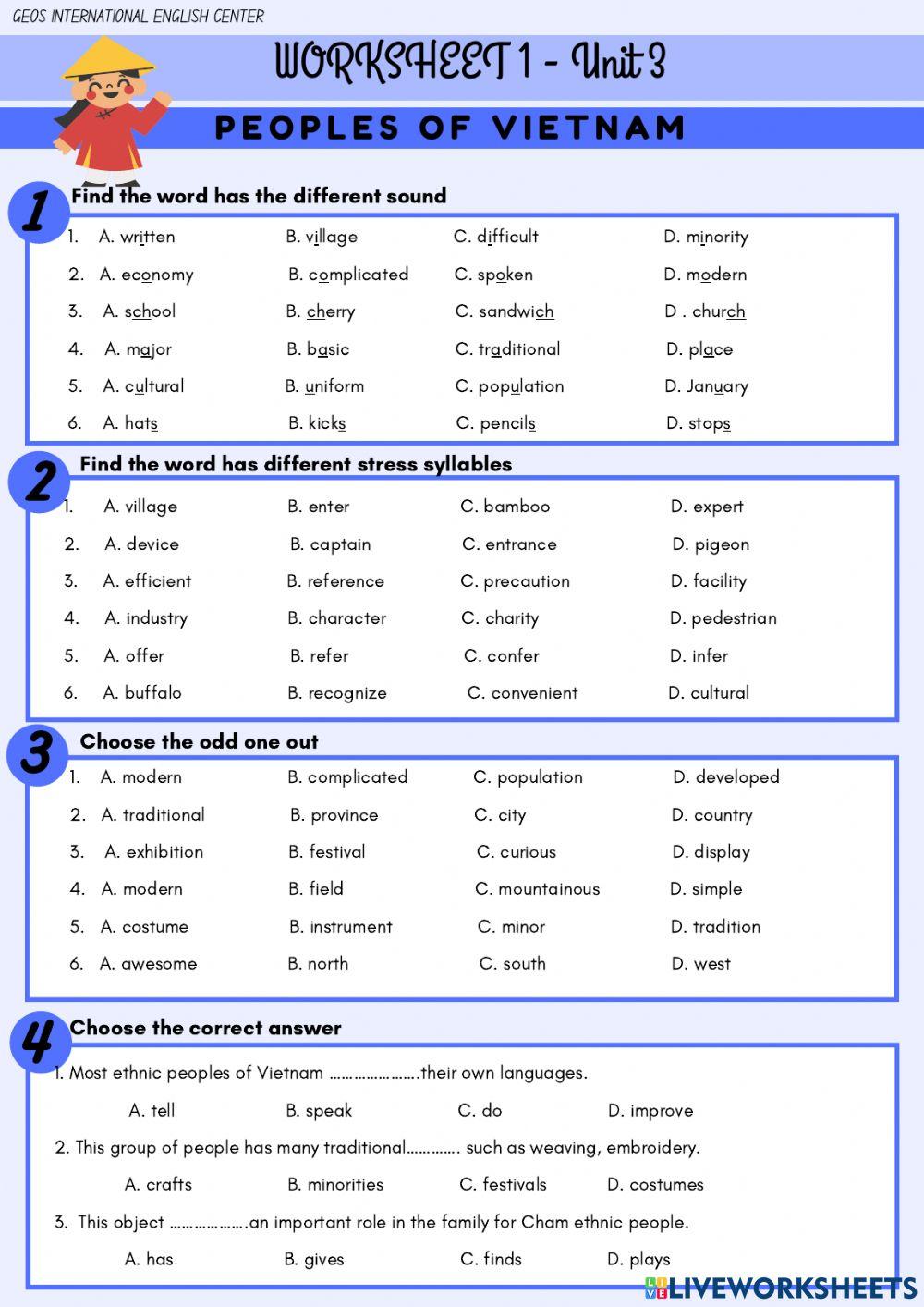 Worksheet 1-Unit 3-Grade 8 worksheet | Live Worksheets