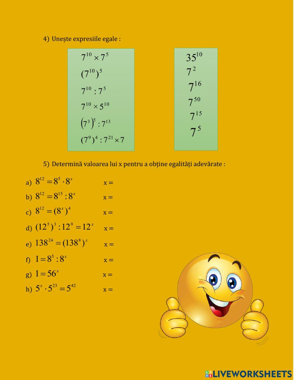 Reguli de calcul puteri-Clasa VI 325354 | Lașcu Aliona