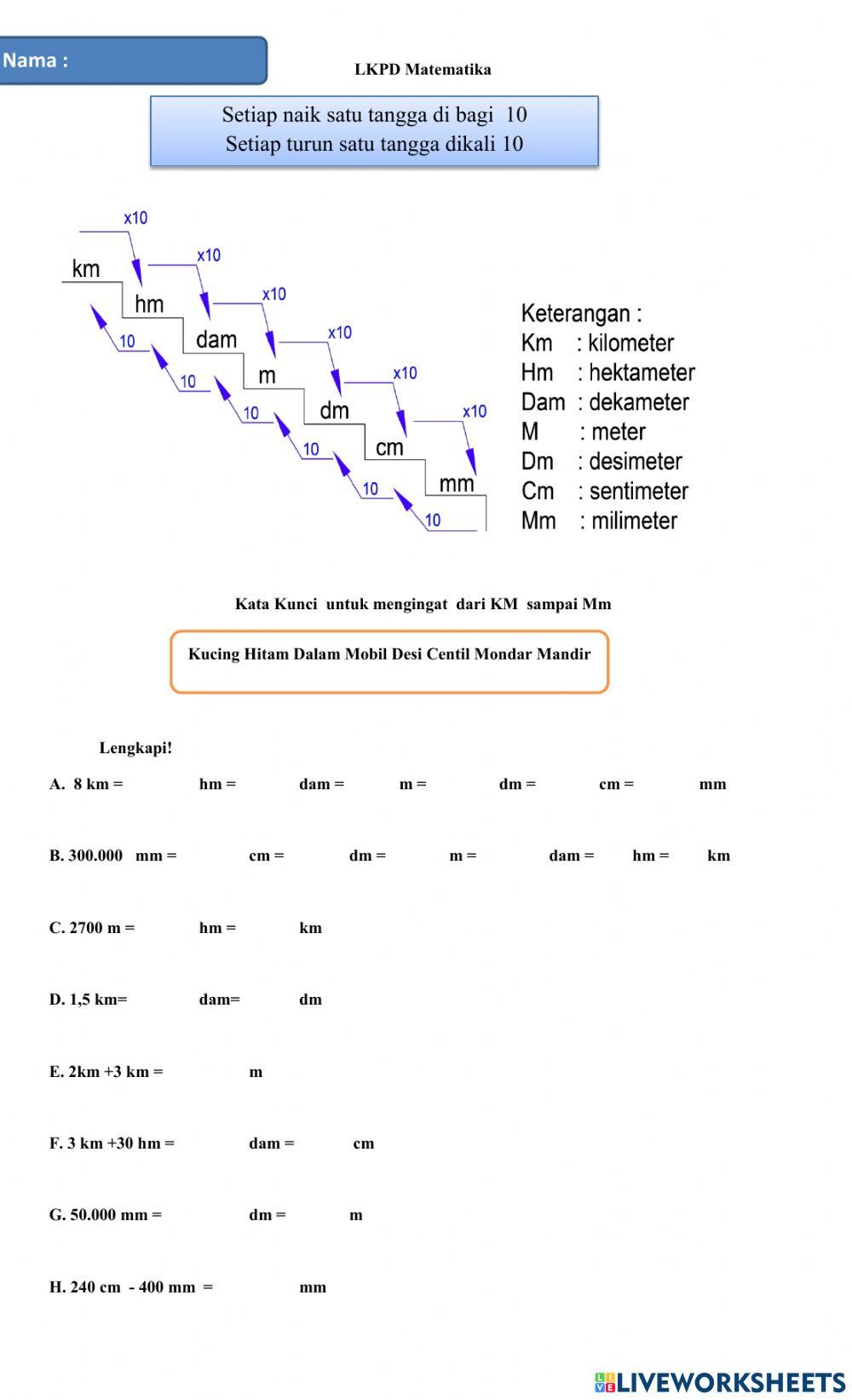 1403282 | Satuan Panjang | agus muhidin | LiveWorksheets