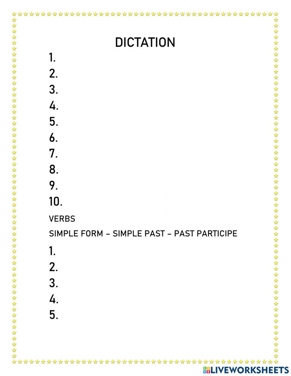 Dictation 5th online exercise for 5TH | Live Worksheets