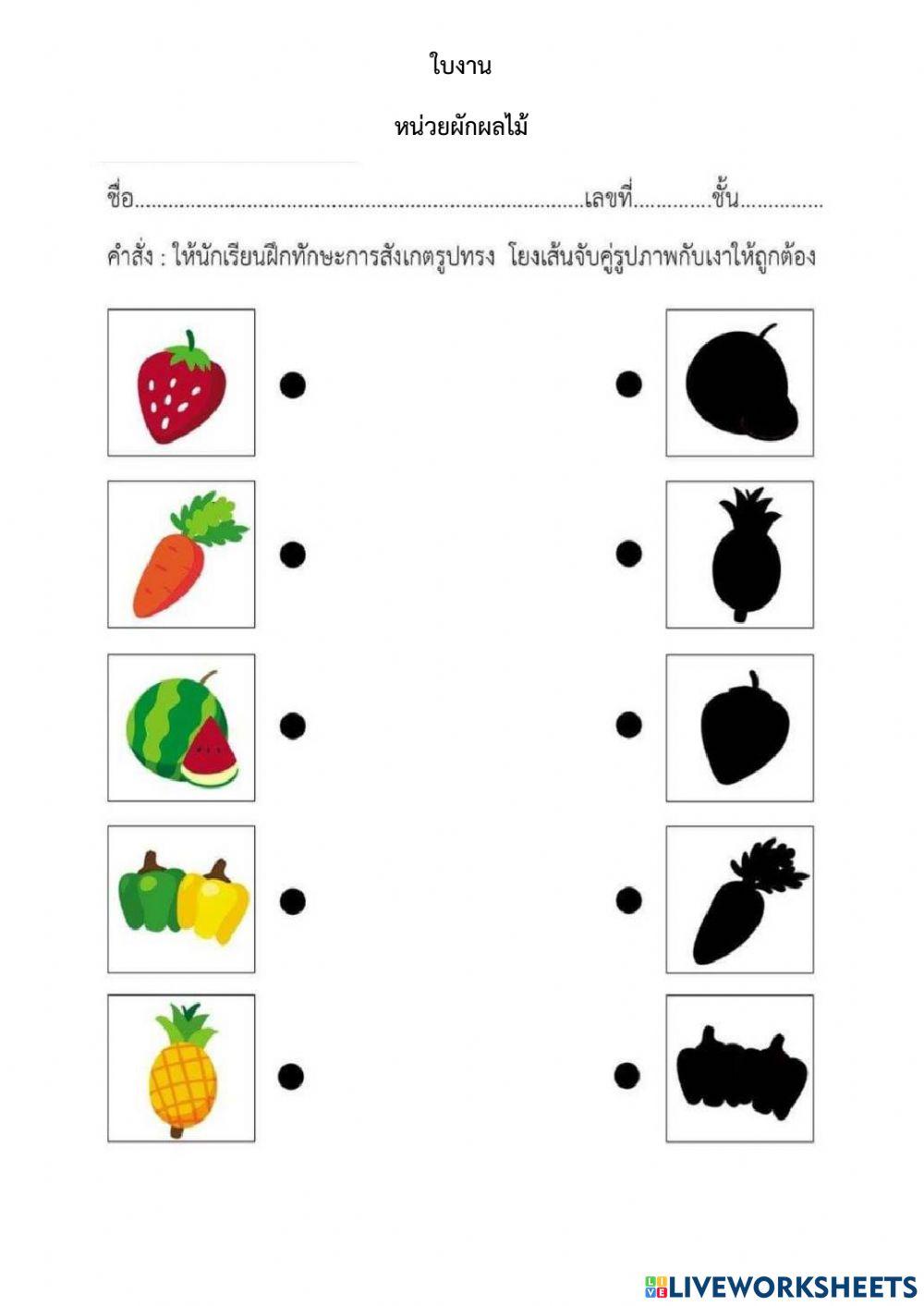 ใบงาน หน่วยผักผลไม้ อนุบาล1 ศพด บ้านกรุงหยัน Tiwair