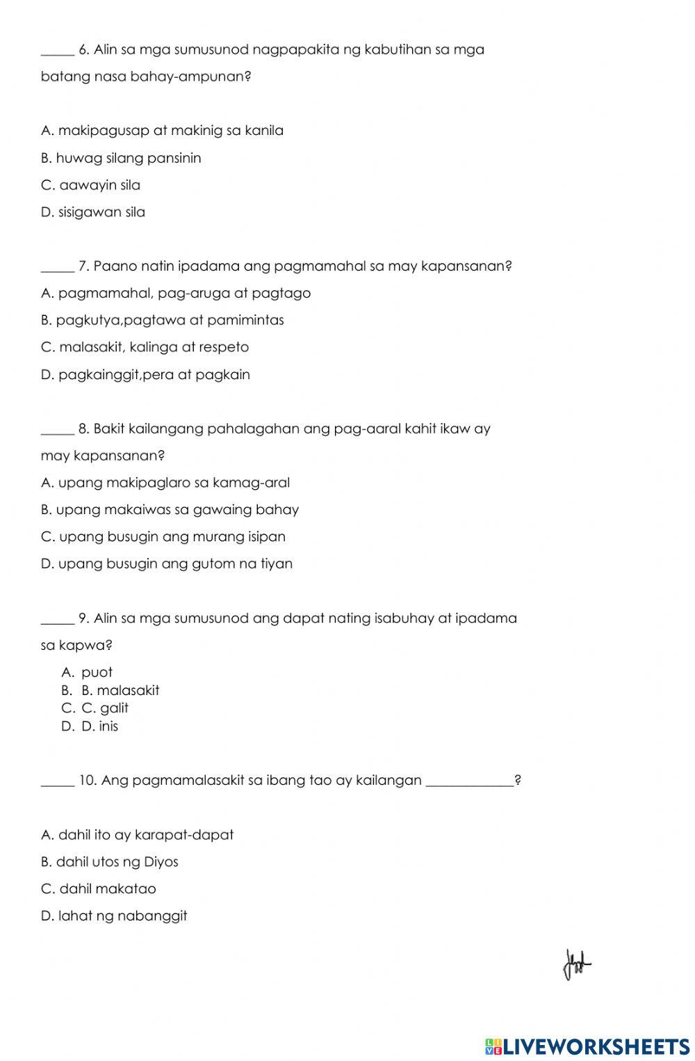 Gawain2pagpapakita Ng Pagmamahal Worksheet Live Works - vrogue.co