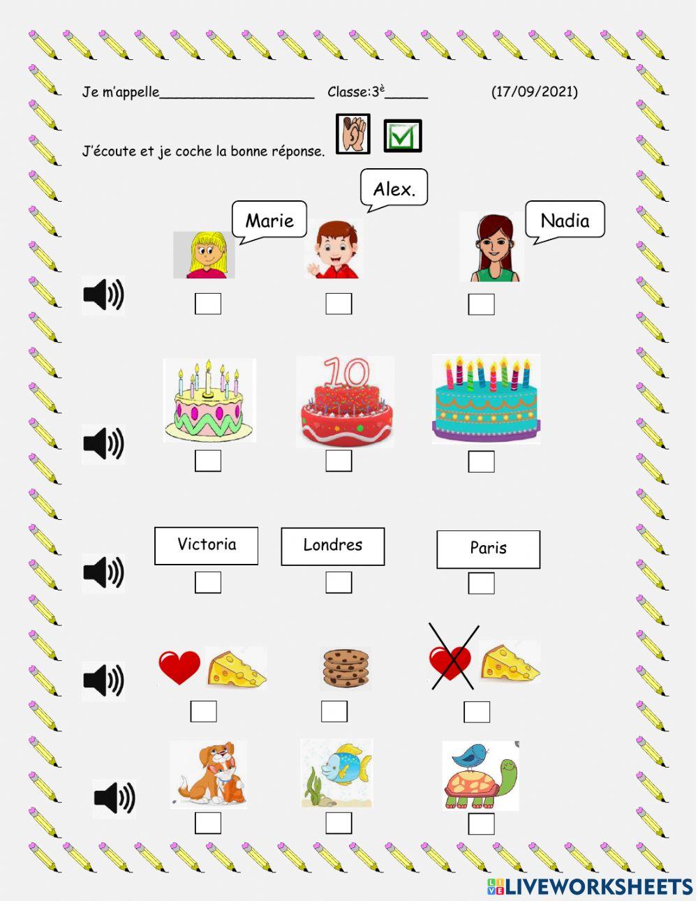 Se présenter exercise for Year 3 | Live Worksheets