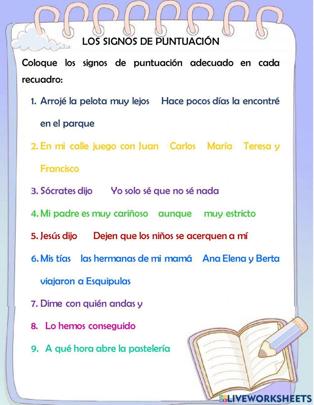 Guia De Lenguaje Signos De Puntuacion Worksheet Live Worksheets – Howtodoes