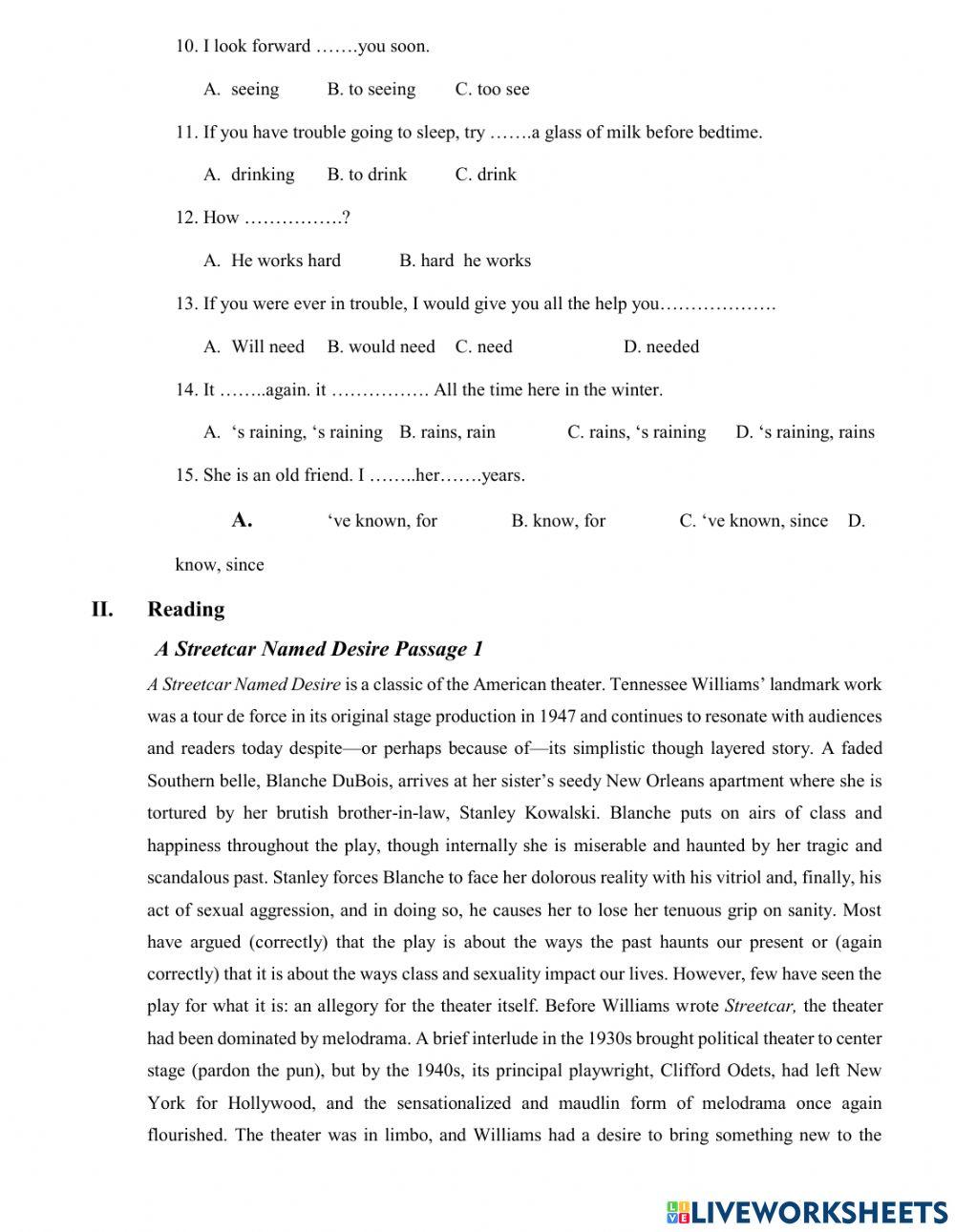 Achievement Test interactive worksheet | Live Worksheets