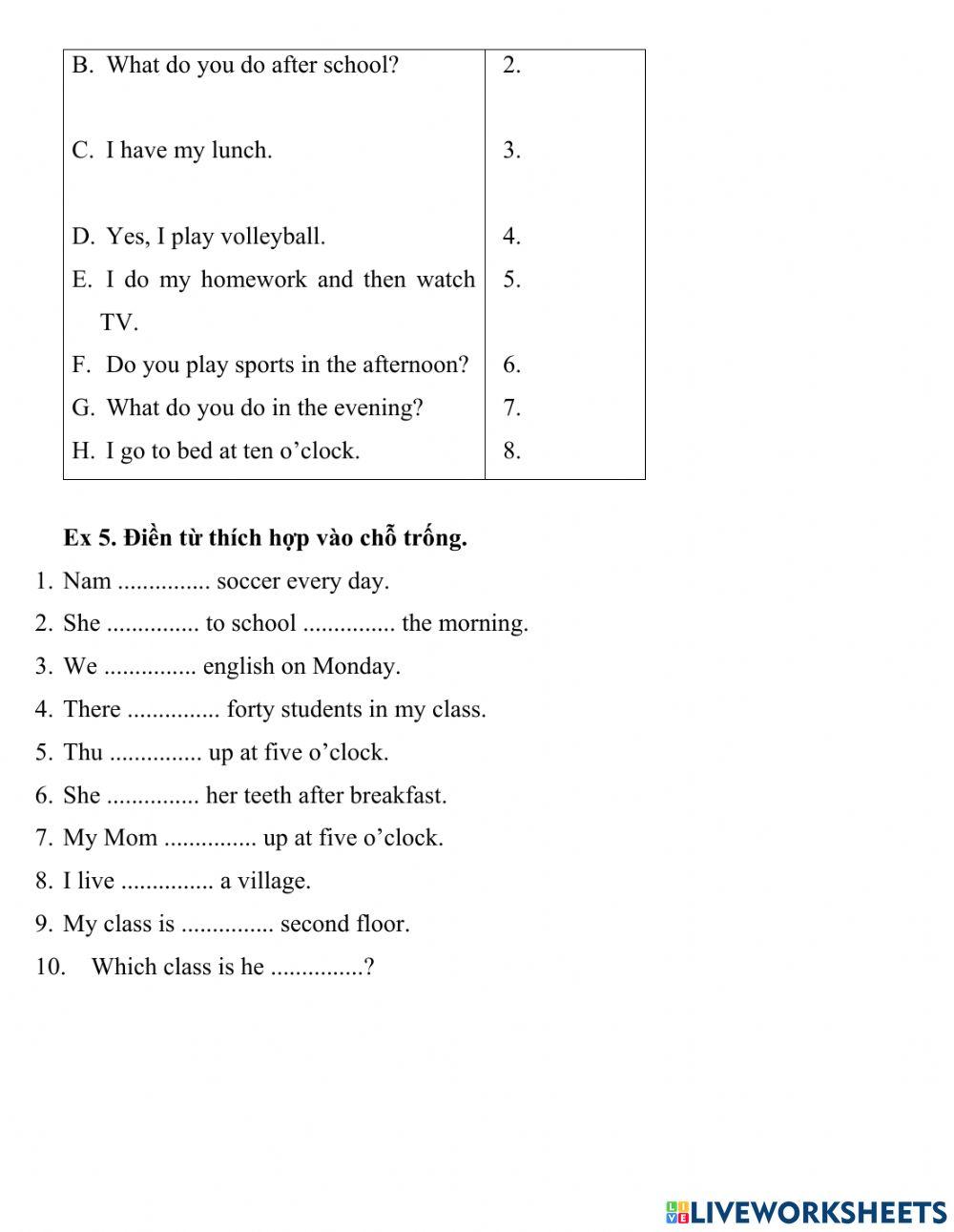 How often interactive worksheet for 5 | Live Worksheets