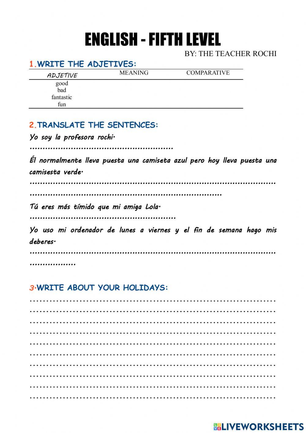 Fifth level worksheet | Live Worksheets