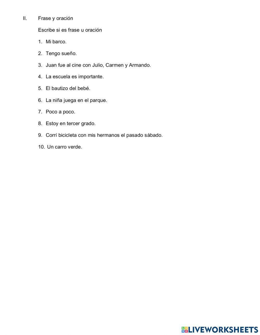 Pronombre personal online worksheet for Tercer Grado | Live Worksheets