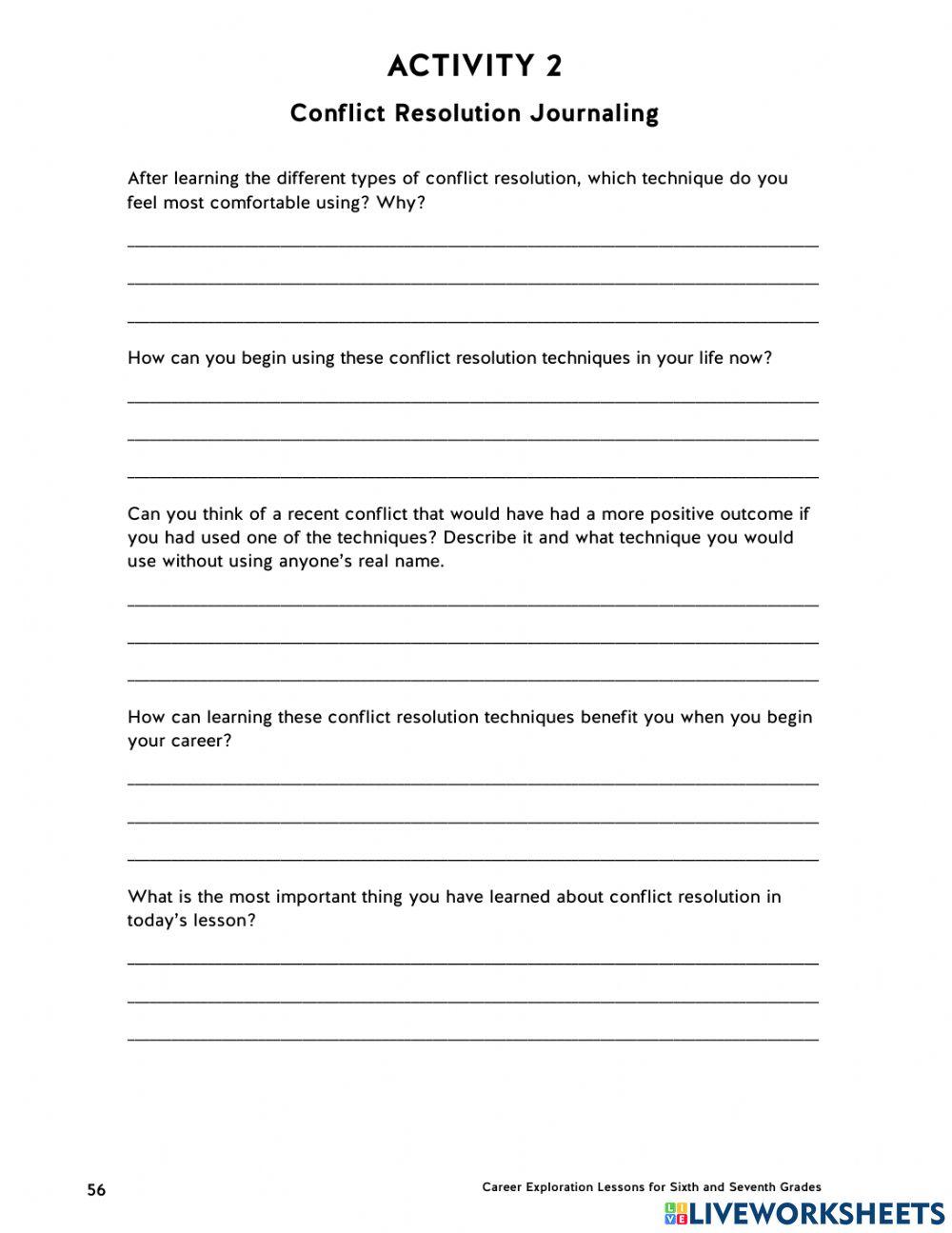 Conflict Resolution online exercise for | Live Worksheets