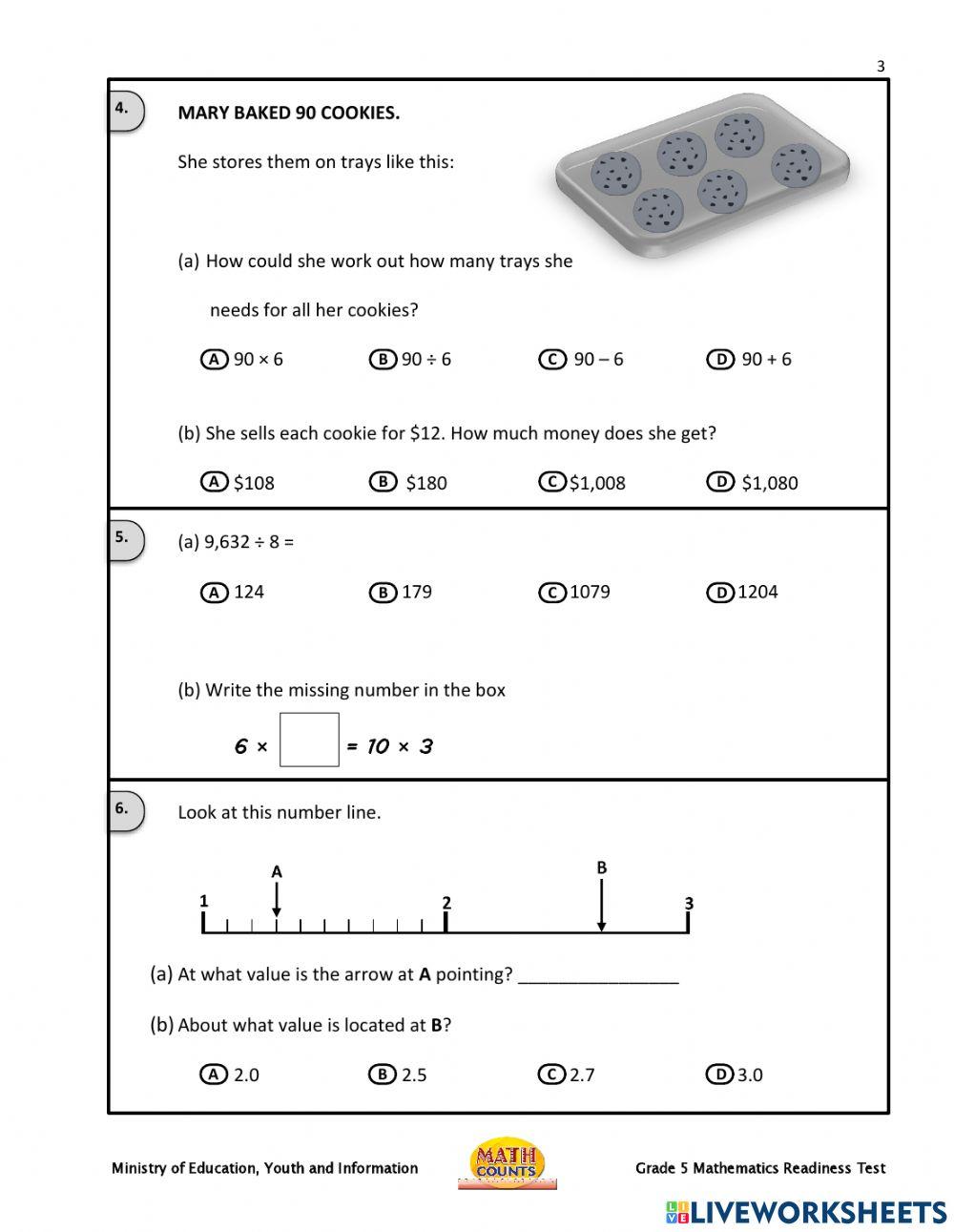Mathematics Grade 5 Readiness Test - MOEJ 5167982