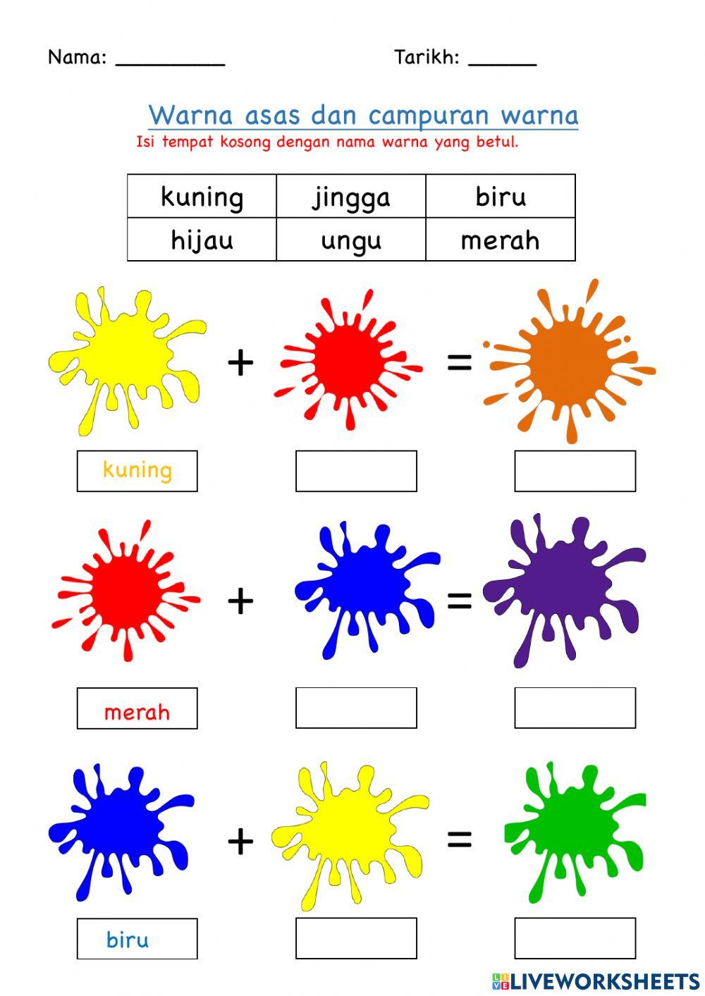 Warna asas dan … | Free Interactive Worksheets | 1405789