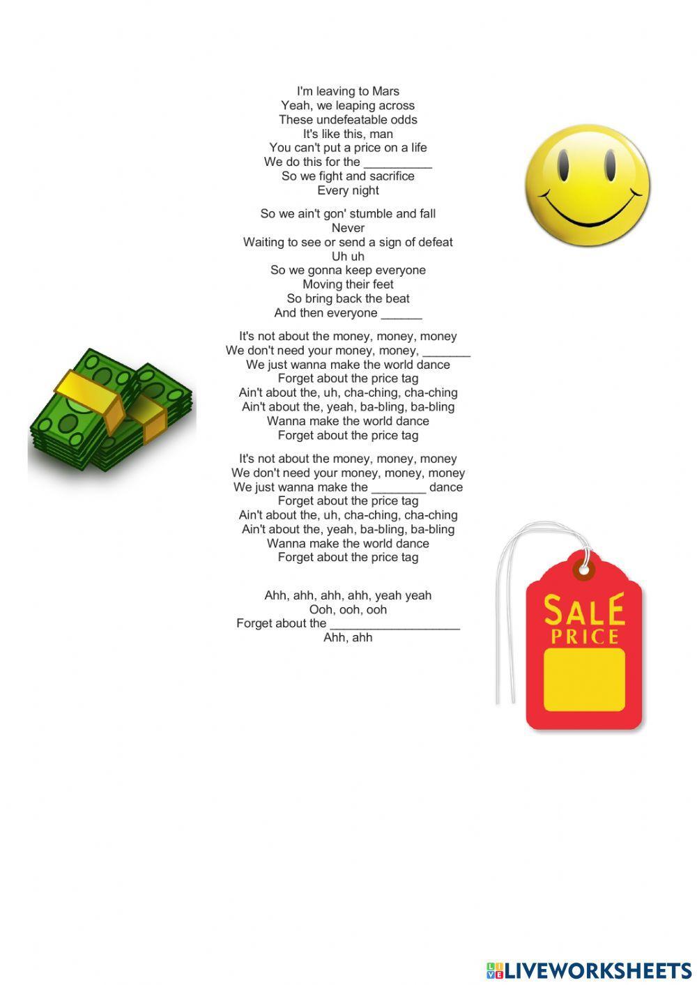 Price Tag - Gue… | Free Interactive Worksheets | 1405834