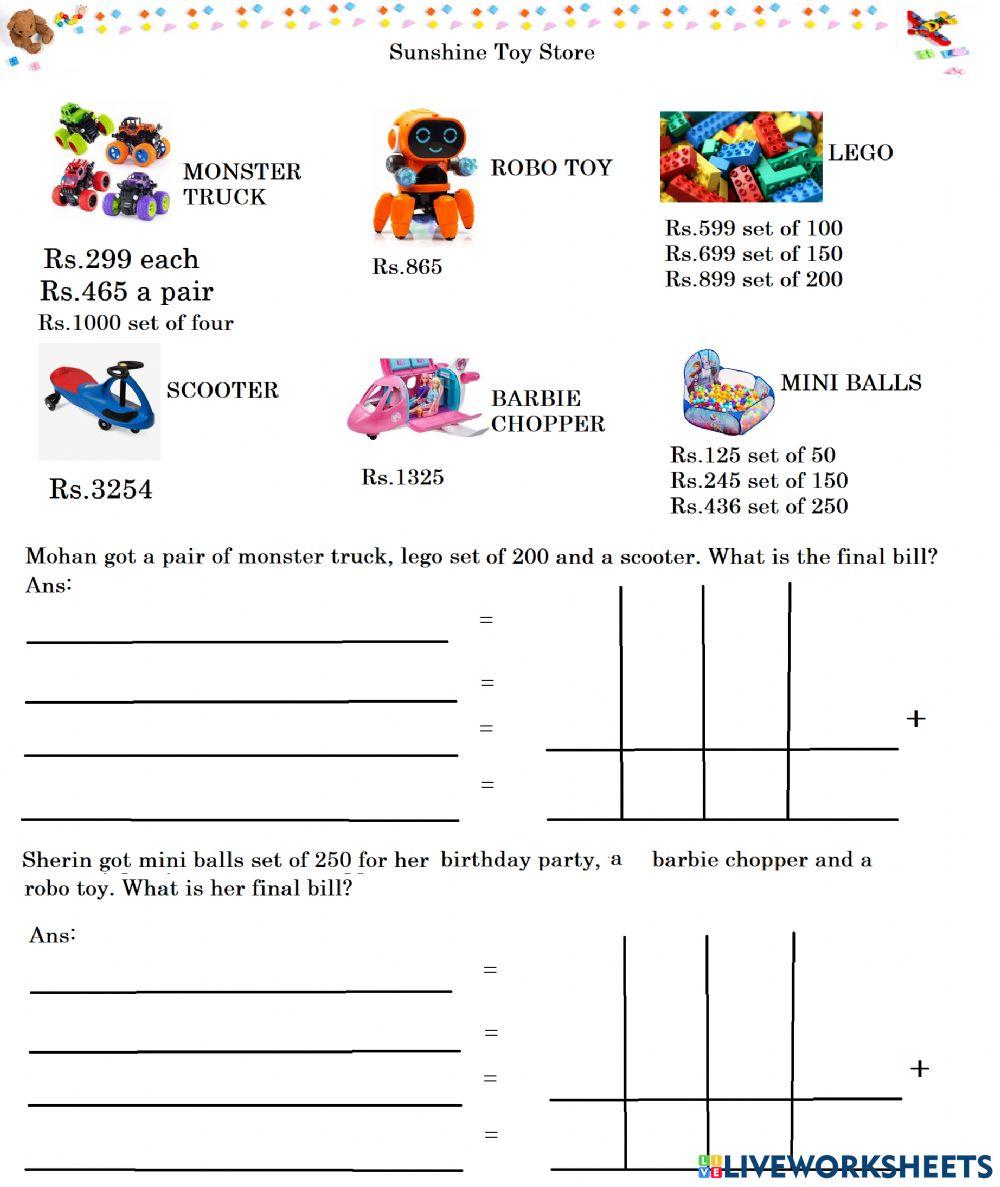 Addition Statement problem worksheet | Live Worksheets