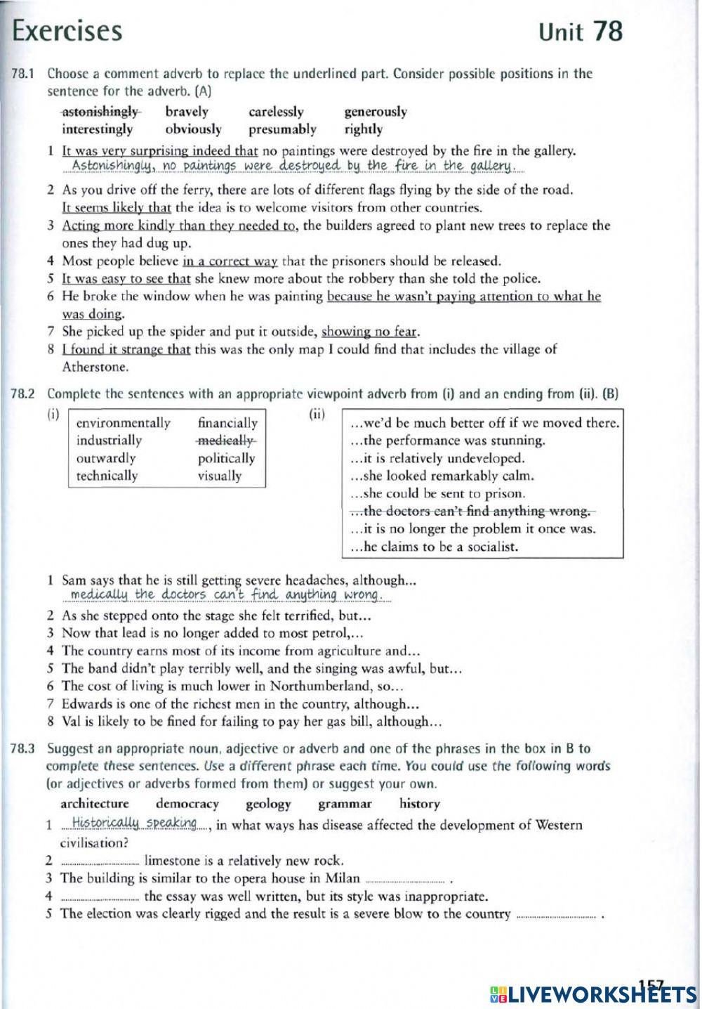 Unit 78: Comment adverbs and Viewpoint adverbs 3937828