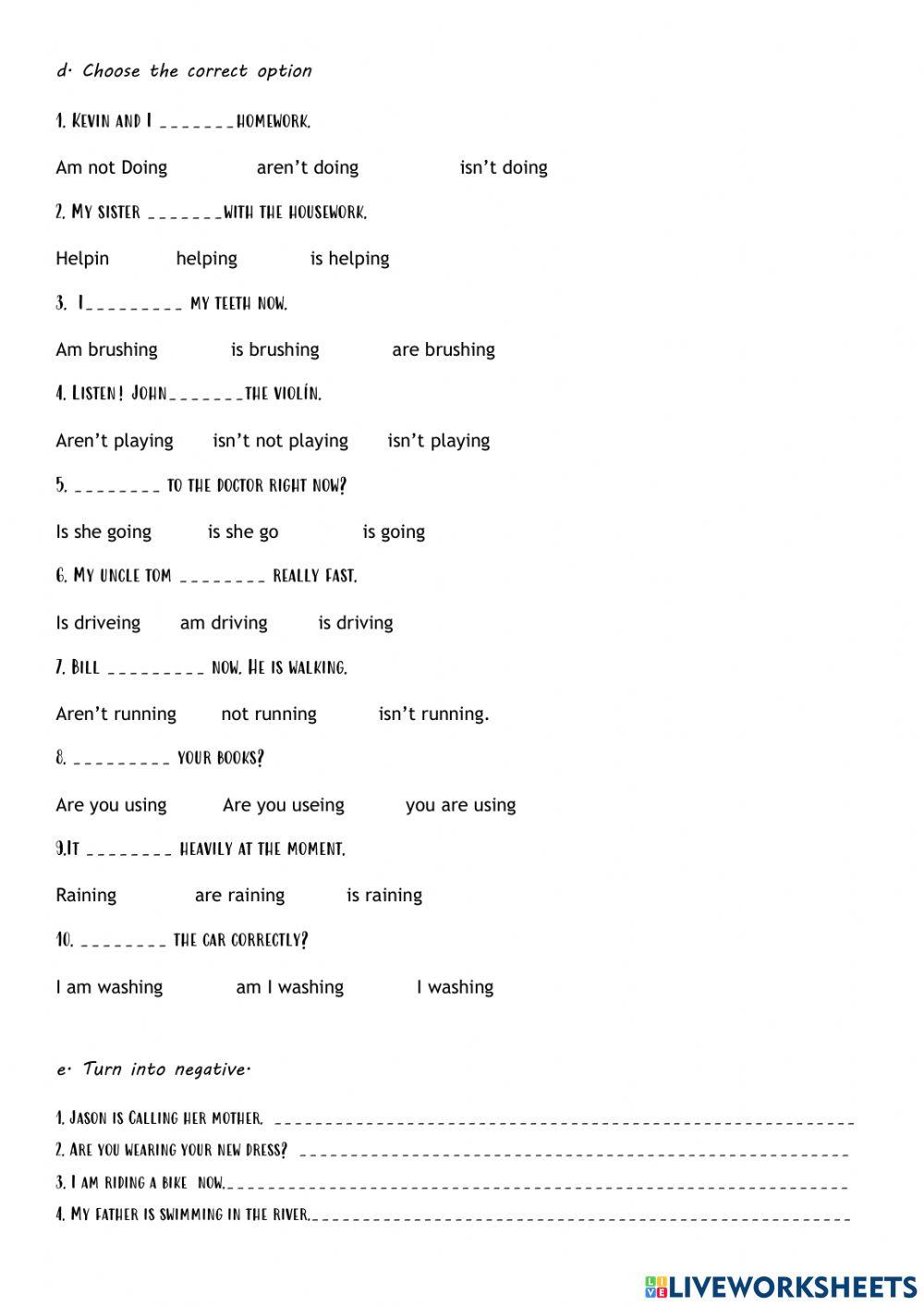 Present Continuous online exercise for 1ro | Live Worksheets