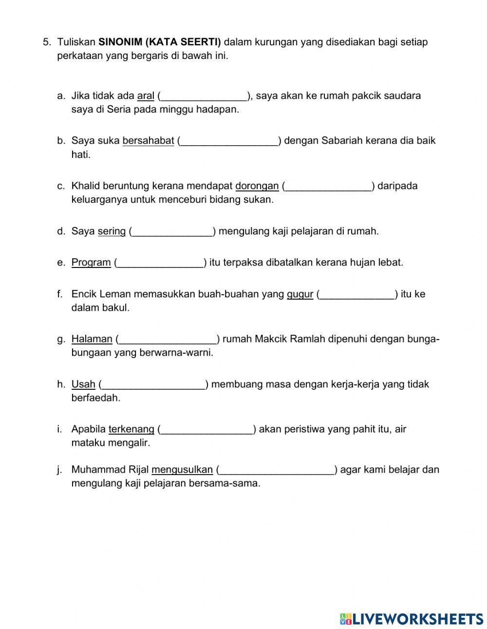 Kertas 2 | Free Interactive Worksheets | 1406990