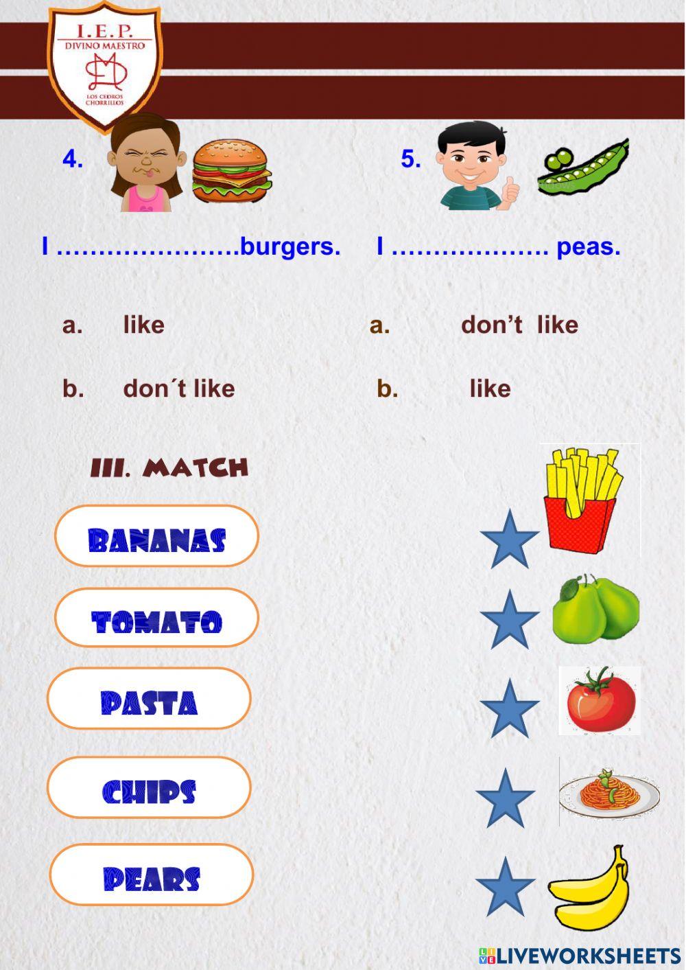 Likes and disli… | Free Interactive Worksheets | 1407006