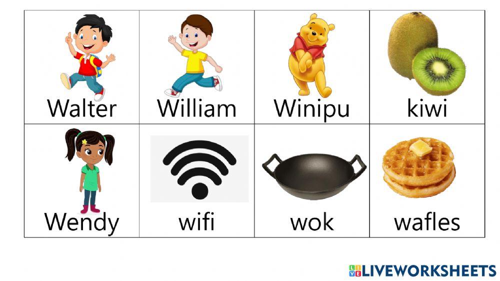 Letra w | Free Interactive Worksheets | 1407289