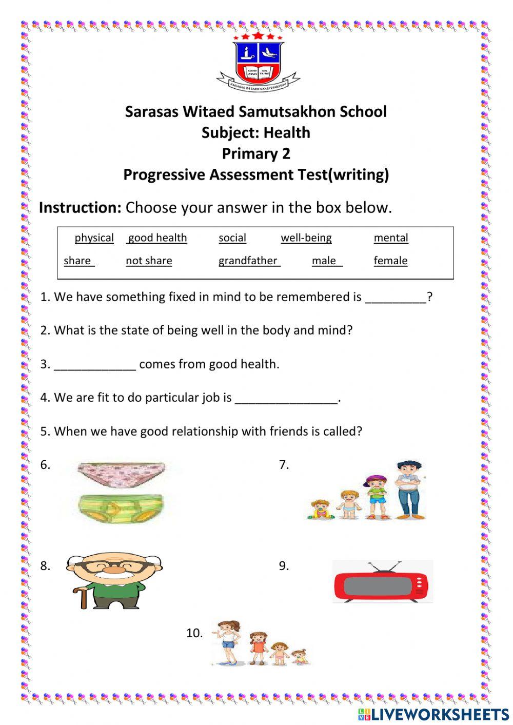 HEALTH P2 PA TEST online exercise for | Live Worksheets