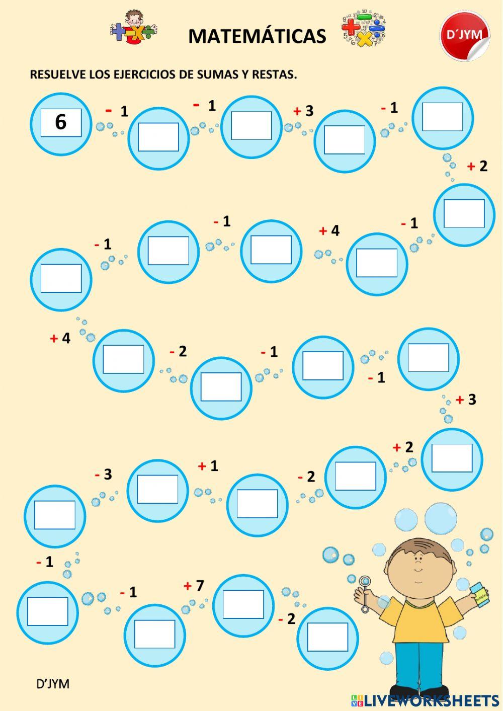 Sumas y restas … | Free Interactive Worksheets | 1407347