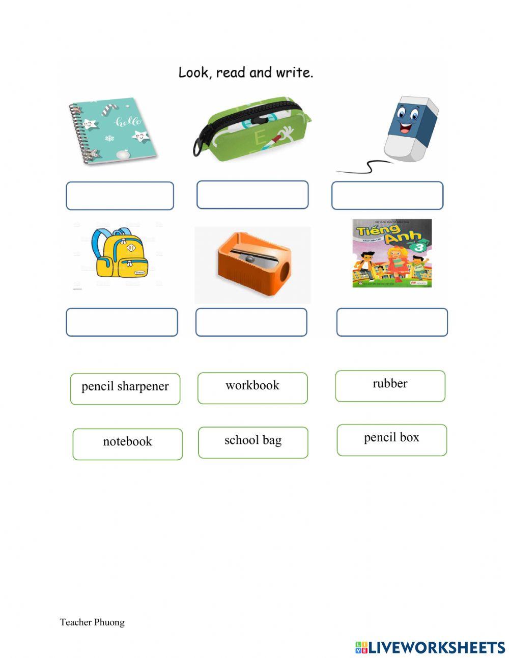 1407542 | School things | Lê Thị Phượng | LiveWorksheets