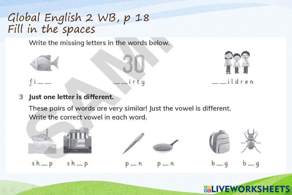 Global English 2 WB, p 18 worksheet | Live Worksheets