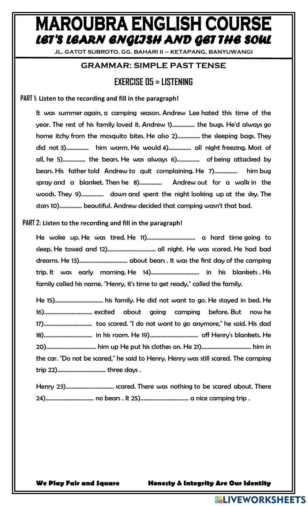 SIMPLE PAST - LISTENING 4127078 | matsuda2 | Live