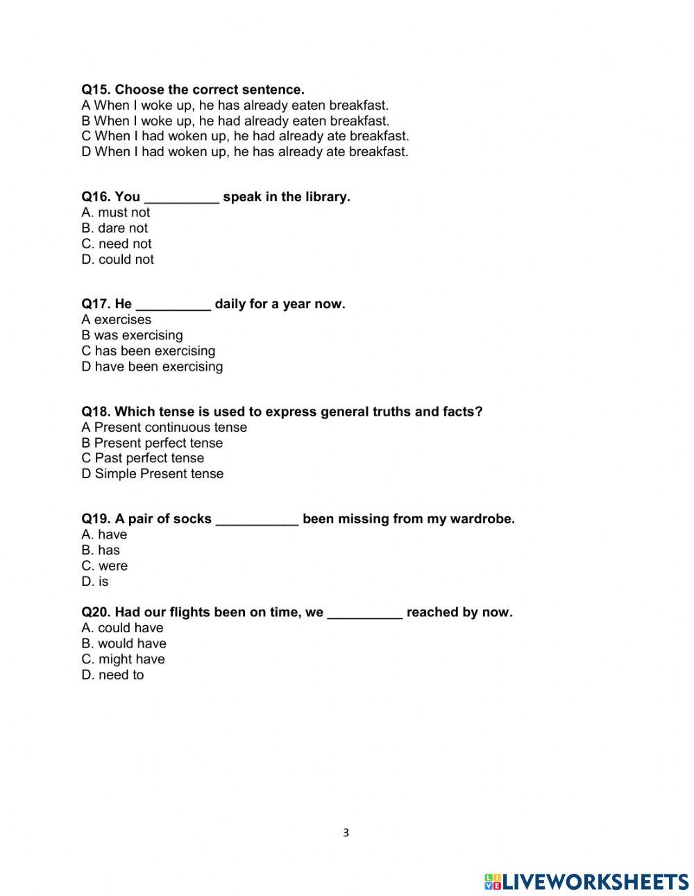 Std 9 Grammar l… | Free Interactive Worksheets | 1407851
