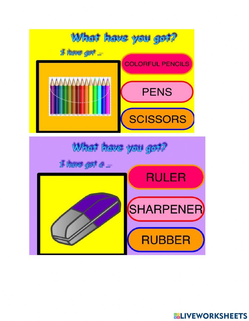 School things exercise worksheet | Live Worksheets