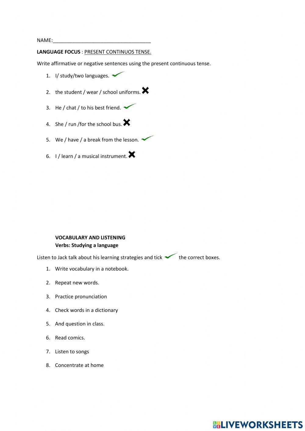 Learning world: Review worksheet | Live Worksheets