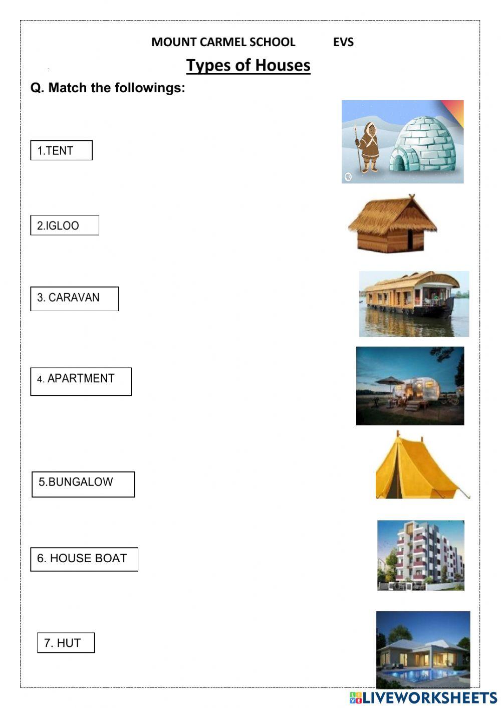 Houses online practice | Live Worksheets