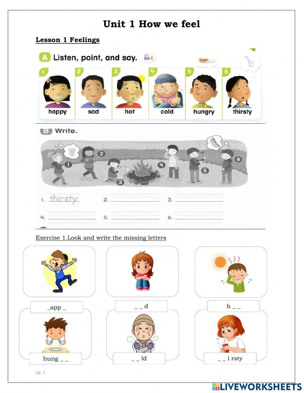 How we feel worksheet | Live Worksheets