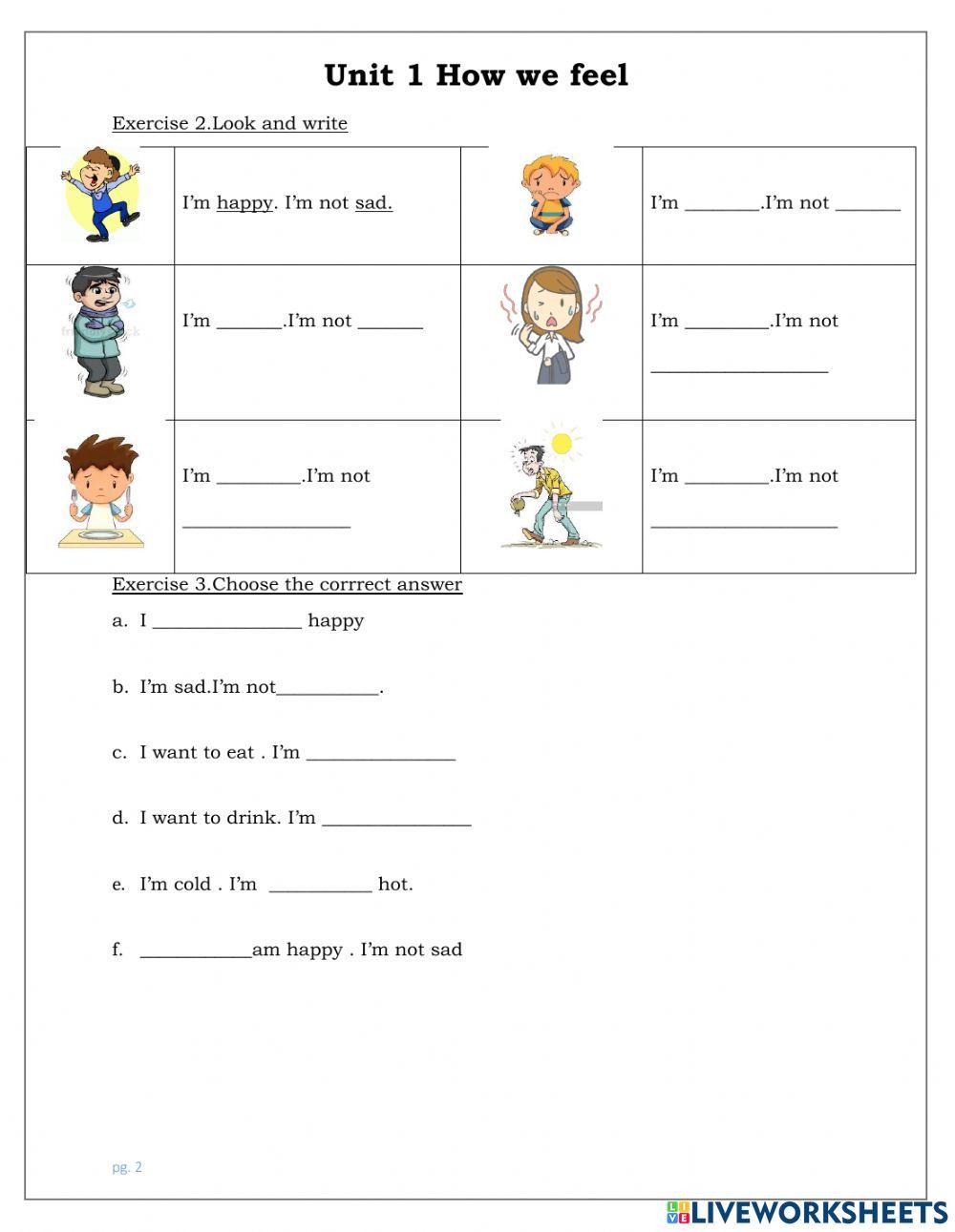 How we feel worksheet | Live Worksheets
