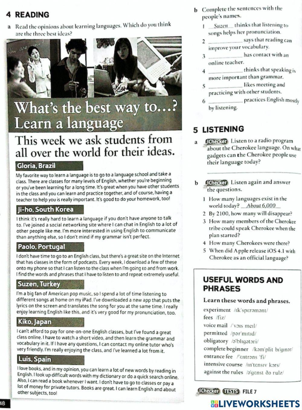 Lesson 7c(2) American English File 2e Online Exercise For | Live Worksheets