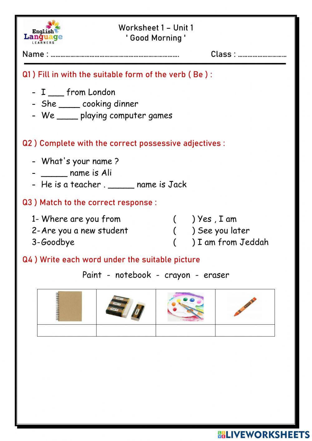 Greeting interactive worksheet for 1st intermediate | Live Worksheets
