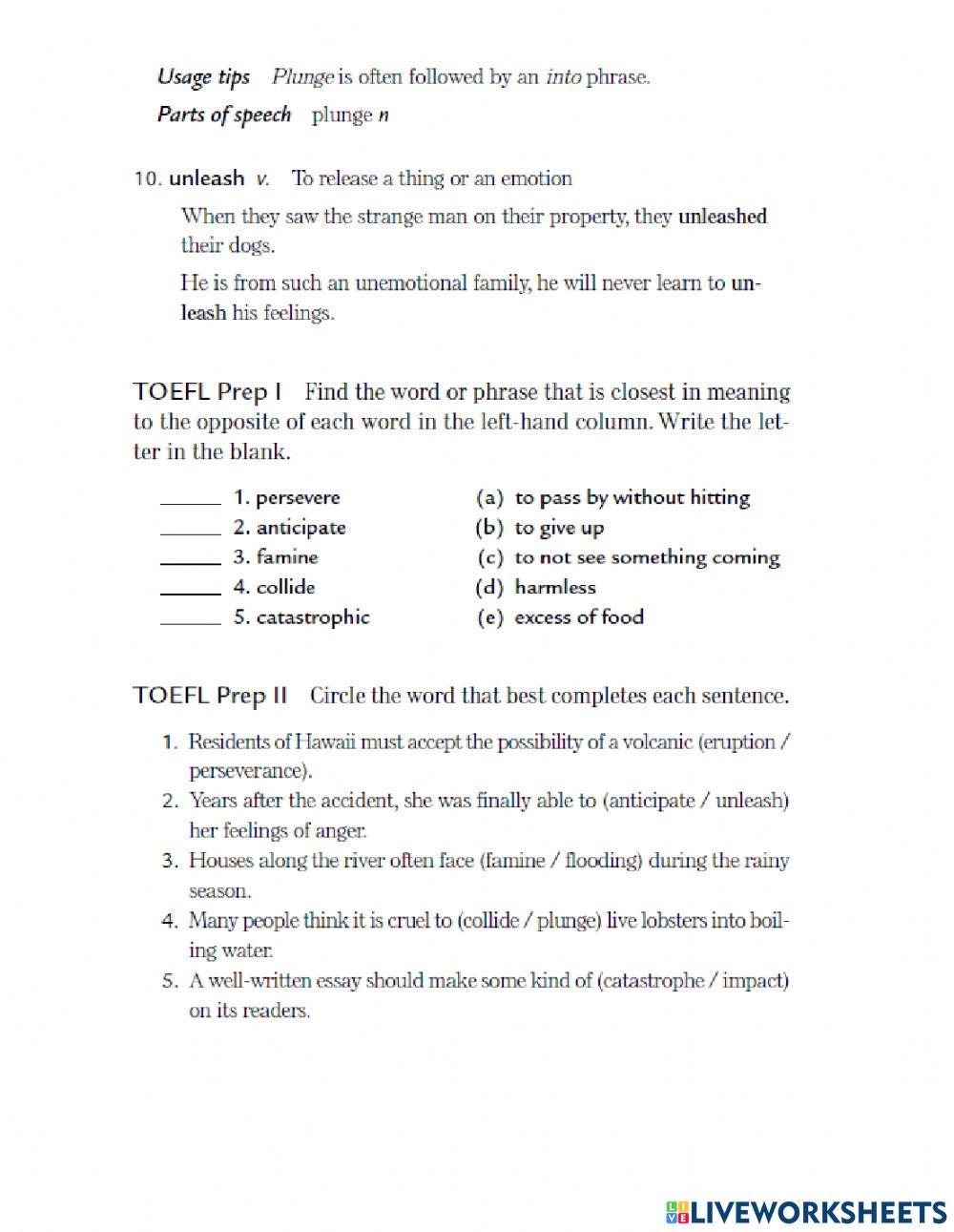 Vocabulary Lesson 2 (Itp) worksheet | Live Worksheets