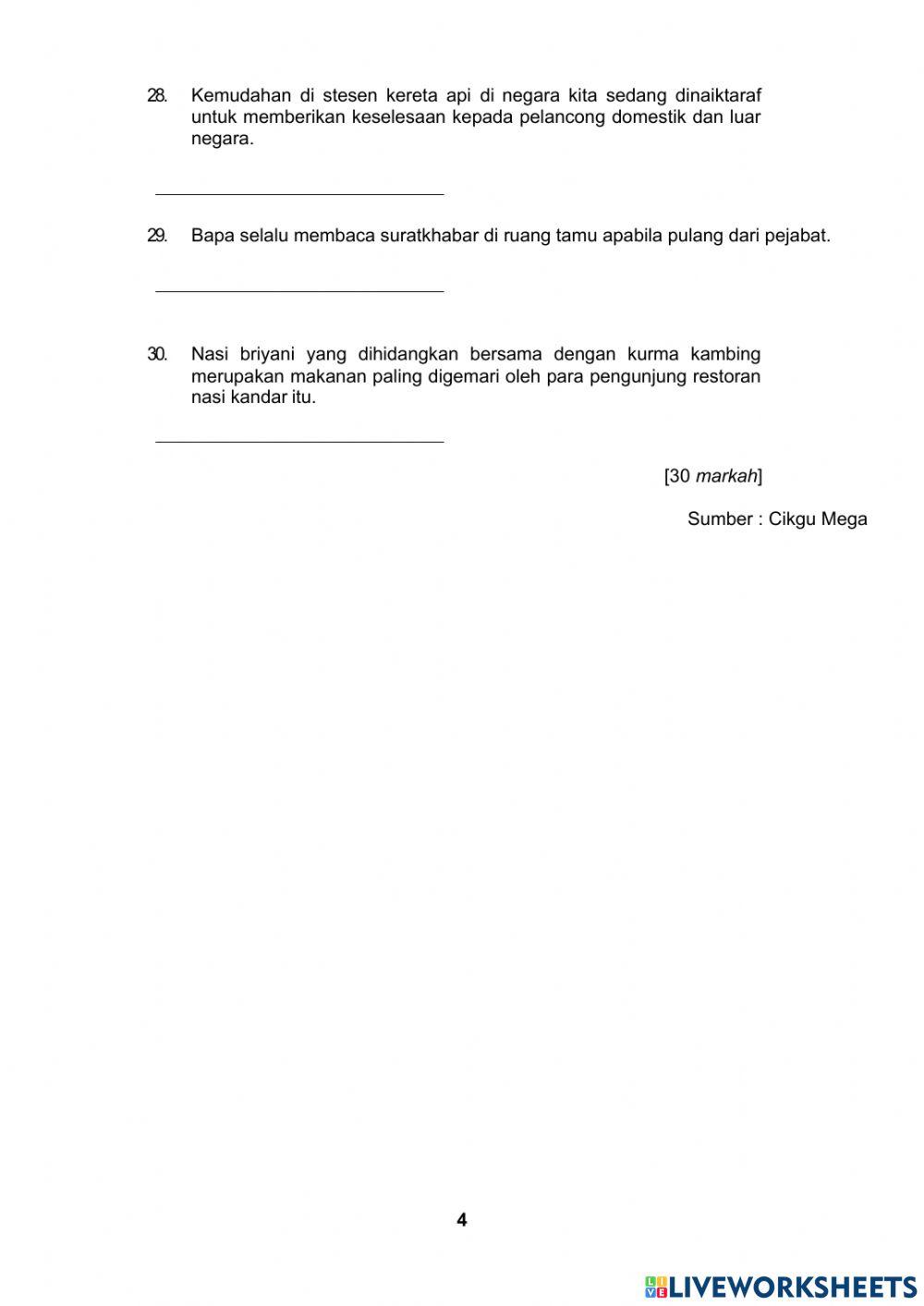 Latihan Tatabahasa Kesalahan Ejaan Pt3 Worksheet Live Worksheets