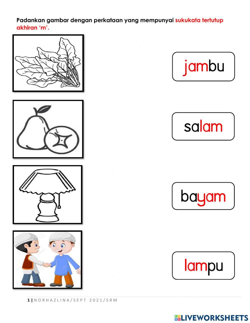 Padanan Sukukata Tertutup Akhiran -m online exercise for | Live Worksheets