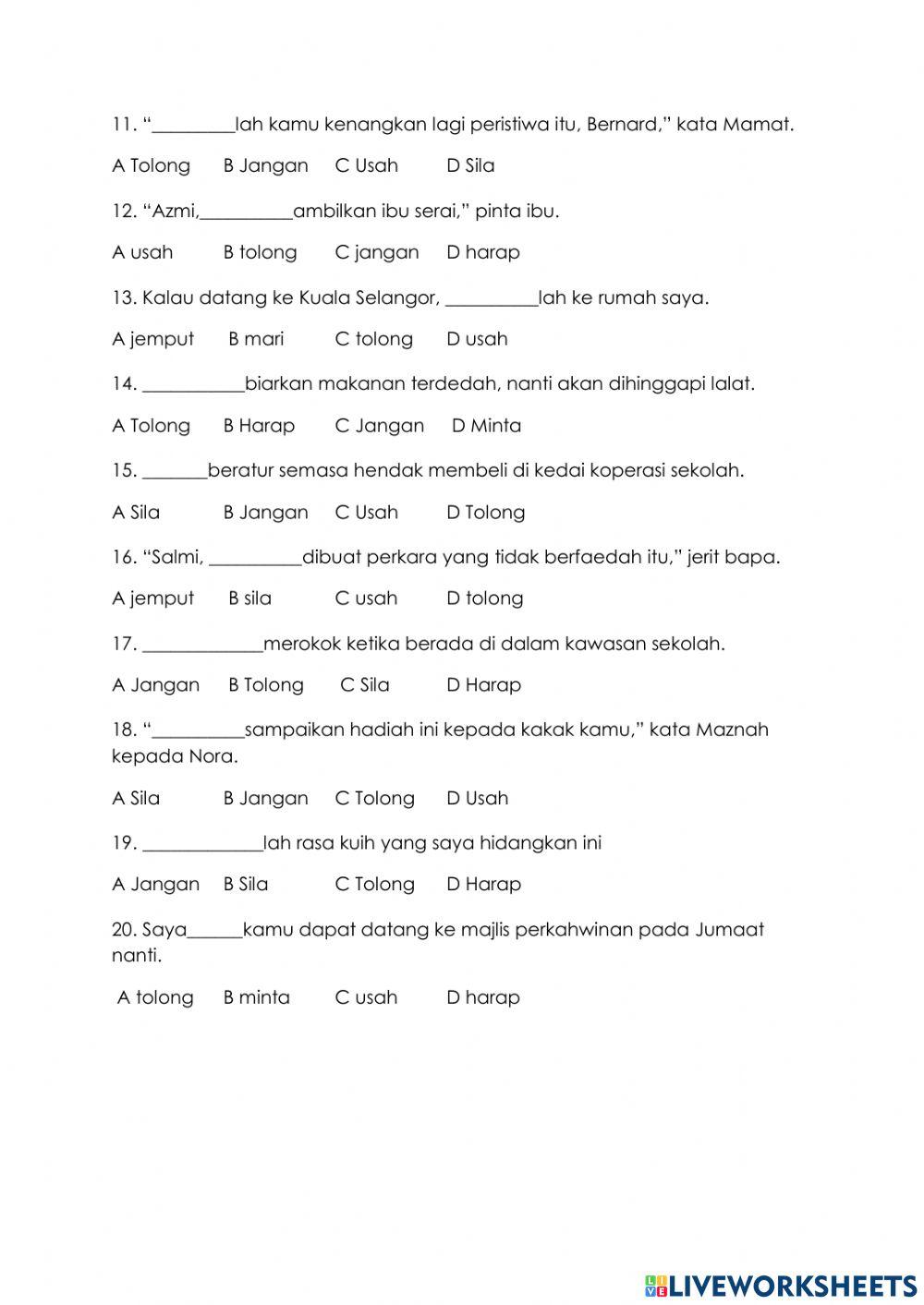 Kata Perintah online exercise for 7 | Live Worksheets