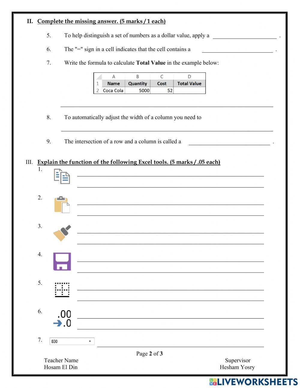 G9 Worksheet No. 1 online exercise for | Live Worksheets