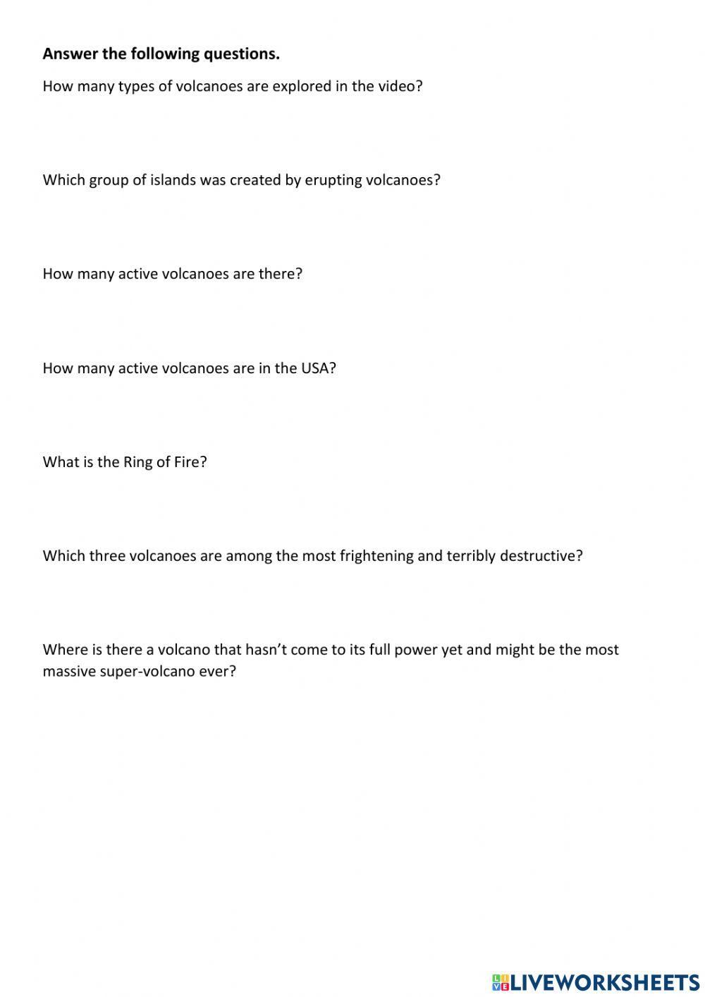 Volcanoes | Free Interactive Worksheets | 1411317