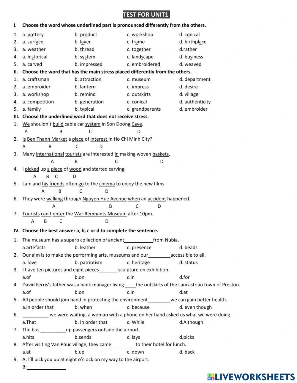 1411360 | Grade 9. Unit 1 | Nguyenthithanhhuong